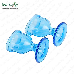 HealthAndYoga™ ChillEyes Colored Eye Wash Cups – Remedy Cup for Eye Wash - Eye Cleaner with Snug Fit - Includes Storage Container (2 Pcs.) (Blue)