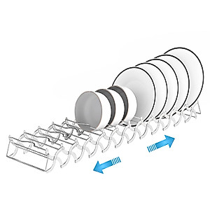 YYP Small Dish Drying Rack Expandable Dish Drying Rack Over The Sink, Plate Organizer for Cabinet or Countertop, Premium 304 Stainless Steel, Rustproof, for Kitchen, Small Space, RV