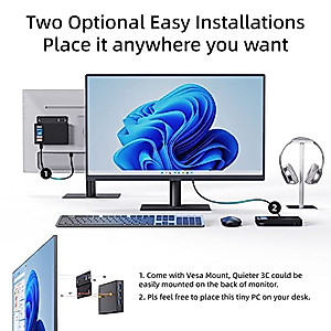 MeLE Quieter3C WiFi 6 Fanless Mini PC Win11 Pro Celeron N5105 Mini Desktop Computer 8GB 128GB Micro PC 4K HDMI HDR Industrial PC Auto Power on Unlocked Bios Ethernet PXE Full Function Type C PD