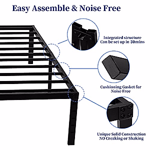 AMSEJOPS California King Bed Frames, 18 Inches Heavy Duty Metal Platform Bedframe with Steel Slat Support, No Box Spring Needed, Noise-Free, Easy Assembly