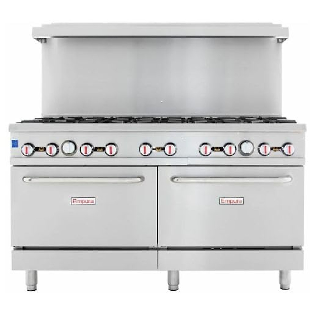 EMPURA 60" Freestanding Liquid Propane Range | Cooking Stove with Dual Standard Oven and (10) Cast-Iron Open Burners for Restaurant Hotel | 362,000 BTU | 60"W x 32-5/8"D x 60-3/8"H, Stainless Steel