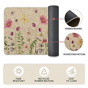 Artoid Mode Flowers Lavender Spring Kitchen Mats Set of 2, Summer Home Decor Low-Profile Kitchen Rugs for Floor - 17x29 and 17x47 Inch
