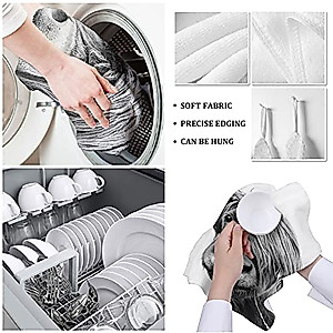 Segard Kitchen Towels Dish Towel Set of 2,Highland Cow Grey Animal Art Absorbent Hand Towels Cleaning Dishcloth Tea Towels,Longhorn Cattle Portrait Art Reusable Drying Dish Cloths