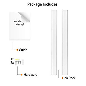 Wallniture Boston 46" Floating Shelves for Wall Decor, Photo Ledge for Living Room Decor, Floating Wall Bookshelves, Long Wall Shelves for Collage Picture Frames, White Kids Bookshelf Set of 2