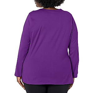 JUST MY SIZE womens Just My Size Women's Plus Size Long Sleeve Tee Shirt, Violet Splendor, 4X US