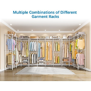 VIPEK V40 Wire Garment Rack Heavy Duty Clothes Rack for Hanging Clothes, Multi-Functional Bedroom Clothing Rack Freestanding Closet Wardrobe Rack, 76" L x 15.7" W x 76.4" H, Max Load 1110lbs, White