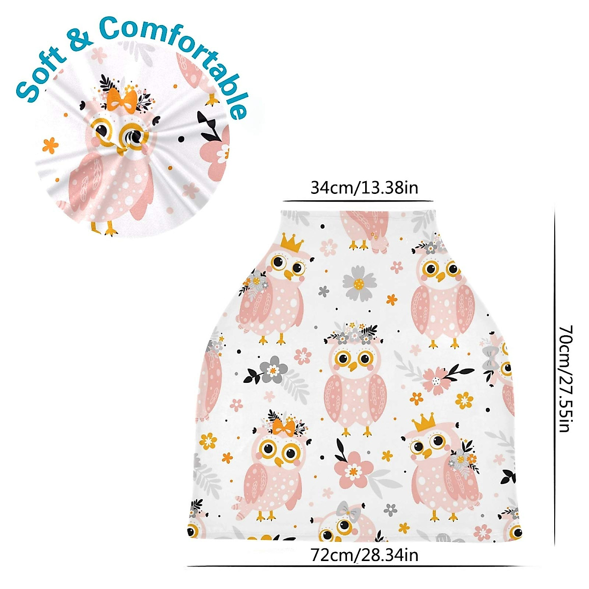Nursing Cover Breastfeeding Scarf Pink Cute Owl Print- Baby Car Seat Covers, Stroller Cover, Carseat Canopy(8rh3c)