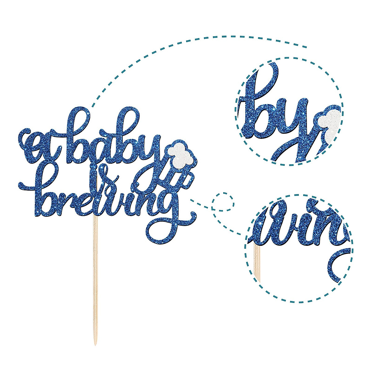 A Baby is Brewing Baby Shower Cake Topper, Boy or Girl First Birthday Cake Pick, Welcome Baby Sign, Kids 1st Birthday/Pregnancy Party Decor