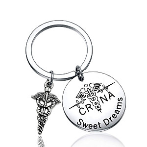 FOTAP Nurse Anesthetist Gift Sweet Dreams Keychain Thank You Gift for Anesthesiologist CRNA School Graduation Gift (CRNA dreams)