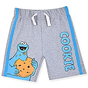 Sesame Street Cookie Monster Boys 2 Pack Shorts for Infants and Toddler Kids – Blue/Grey