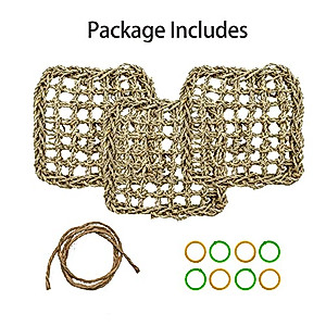 Tfwadmx Bird Seagrass Hammock Tent Parrot Hanging Nest House Cockatoo Foraging Climbing Mat Hut Hideout Shed Sheltering for Parakeets,Lovebirds,Other Small and Medium Birds