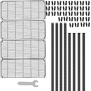 SINGAYE 4 Shelves Adjustable Shelf Heavy Duty Shelf 1400LBS Wire Storage Shelving Metal Organizer Wire Rack,Black (48W x 18D x 59H)