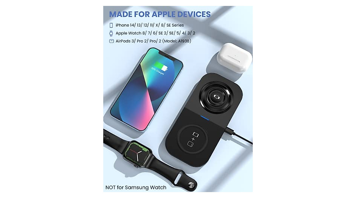 Portable Dual Wireless Charger for iPhone & Apple Watch