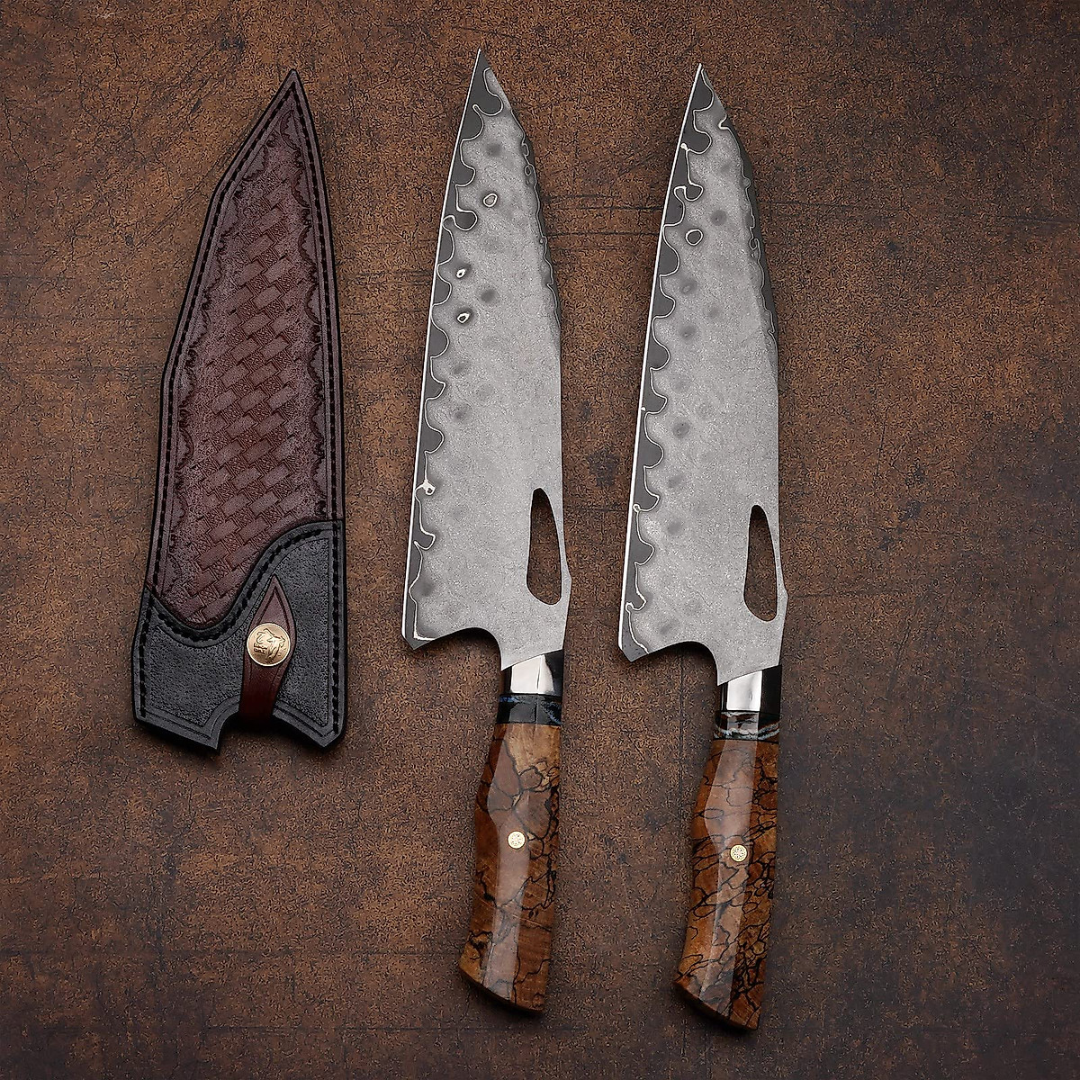 FZIZUO Damascus steel Japanese chef's knife, Skd11 Sanhe Steel professional handmade, very sharp Japanese cleaver, suitable for restaurant kitchen knives and home cooking knives