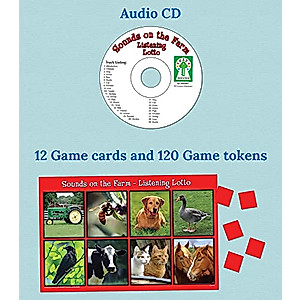 Listening Lotto Sounds on the Farm, Children's Auditory Matching Game, Fun Kid's Learning Game