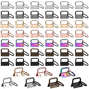 Key Fob Hardware, modacraft 42PCS 1 Inch 7 Colors Keychain Hardware Set Key Fob Hardware for Wristlet Keychain, Key Lanyard and Key Chain Making Hardware Supplies