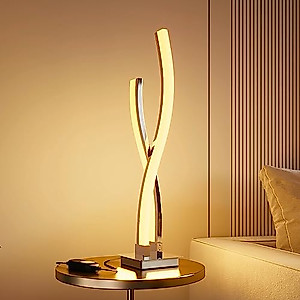 KARMIQI LED Table Lamps for Bedroom, Modern Bedside Lamp, Contemporary Arc Desk Lamp Nightstand Lamps for Living Room Guest Room