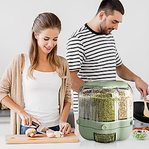 AHOUGER Cereal Dispenser Grain Dispenser Lentil Dispenser Upgrade 360° Rotating Food Dispenser with Lid Moisture Resistant Household, Dispenser Container for All Beans, Barley, Millet, Rice