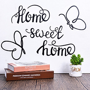 5 Pieces Home Sweet Home Signs Metal Butterfly Wall Decor Black Metal Cut Out Signs 3D Wall Art Home Decor for Modern Rustic or Vintage Farmhouse Style Decoration