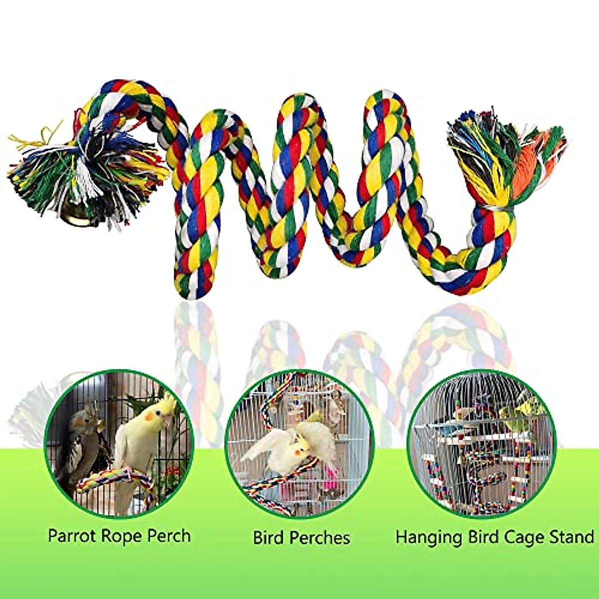 KUCDBUN Bird Playground 3 Layers Parrot Playstand with Bird Rope Perch for Parakeets, Budgies, Cockatiel, Conures, Finches, Lovebirds ect Small Birds