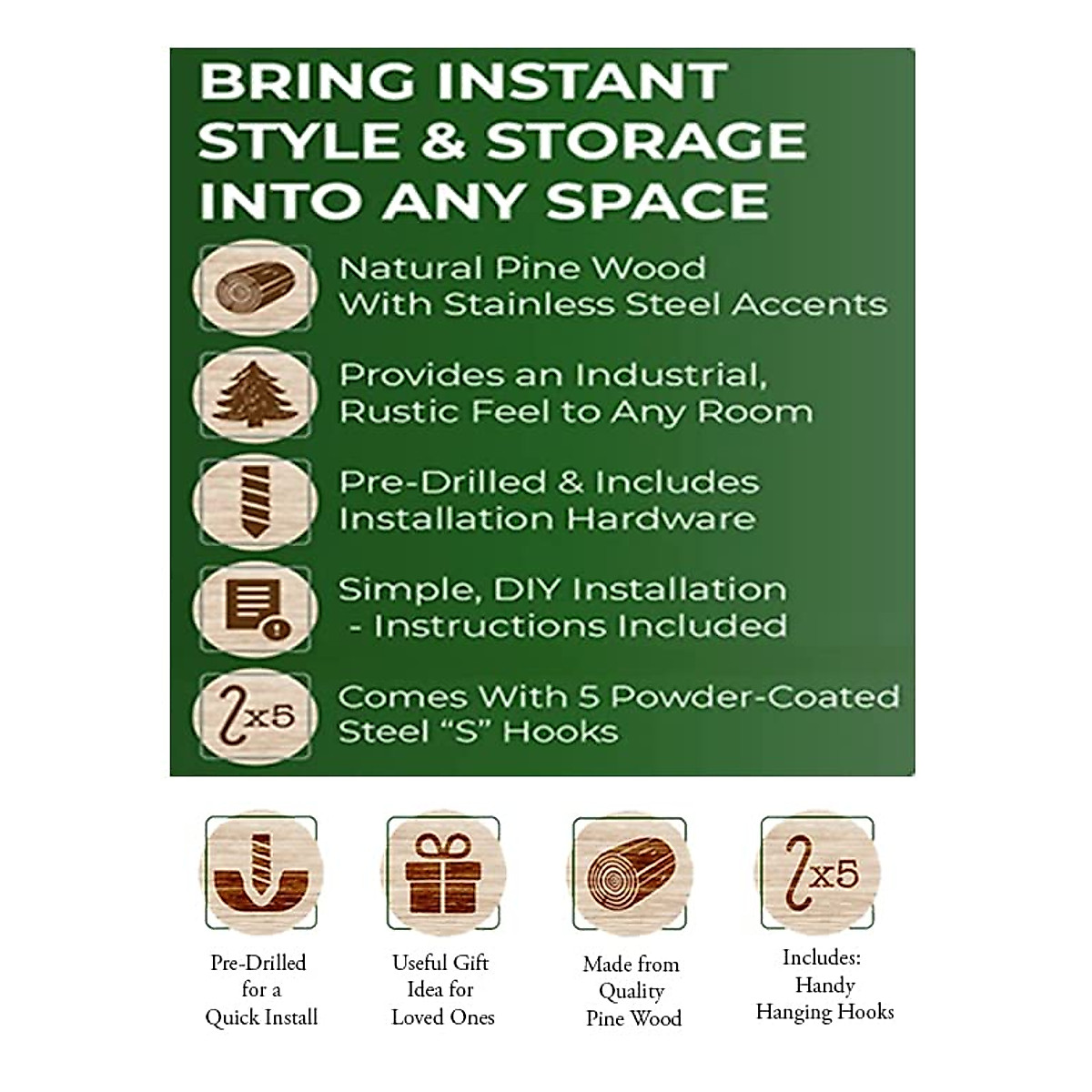 Pre-Drilled Floating Shelves for Bath, Kitchen, & Bedroom - Wall Mounted Natural Wood Floating Shelves with Steel Towel Bar, Mesh Storage Basket & Hardware for Installation - 2 Pack