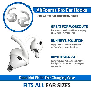 CharJenPro Patented Ear Hooks for AirPods Pro and AirPods 3 (3rd Generation). Stays in Ears, Ultra Comfortable, Covers Never Falls Off. (White & Translucent)