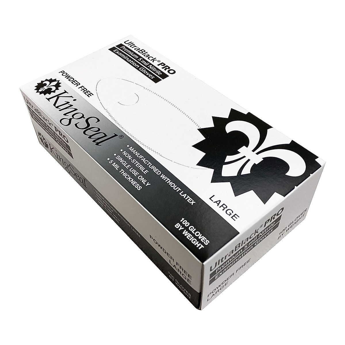 KingSeal 100 Count UltraBlack-PRO Nitrile Medical Grade Exam Gloves, Black, Professional Grade 5 MIL, Size Small, Textured, Tattoo, Automotive, Plumbing, Cleaning - 100 Gloves