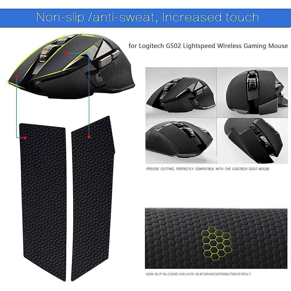 Quartet trade Mouse Skatez/Mouse Feet for Logitech G502 Lightspeed Wireless Gaming Mouse（ 2 in 1 Mouse Feet + Mouse Anti-Slip Tape ）