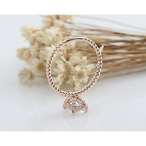 BeBold 1.5ct Oval Cut Simulated Diamond CZ Engagement Ring for Women Twist Rope Style Rose Gold Plated