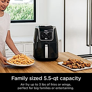 Ninja AF161 Max XL Air Fryer that Cooks, Crisps, Roasts, Bakes, Reheats and Dehydrates, with 5.5 Quart Capacity, and a High Gloss Finish, Grey