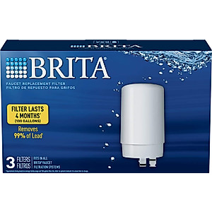 Brita Tap Water Filtration System Replacement Filters for Faucets, 3 Count, White, 3 & Tap Water Filter System, Water Faucet Filtration System with Filter Change Reminder, Reduces Lead, White