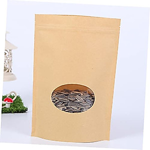 SOESFOUFU 50 Pcs Kraft Paper Bag Self-sealing Storage Pouches Greaseproof Paper Bags Kraft Snack Bags Zipper Paper Bags Practical Storage Pouches Bag Organizer Kraft Treat Bags