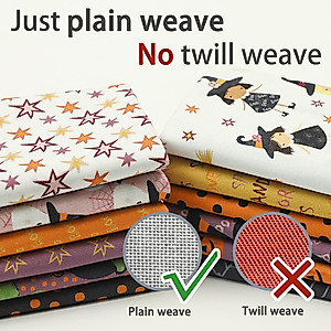 Chuanshui 12 PCS 17.5 x 10.5 inches (44 x 25 CM) 100% Cotton Craft Fabric Bundle for Patchwork 12 Different Pattern Pre-Cut Quilting Fabric Fat Eighths Square for DIY Craft Sewing (Halloween Pattern)