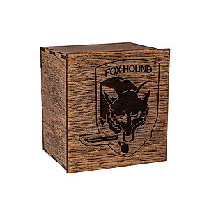 Handcrafted Whiskey Gift Set with Custom Glass, Engraved Wood Box, and Leather Coaster - Stylish Gifts for Game Fan - Unique Present for Him (Fox Hound)