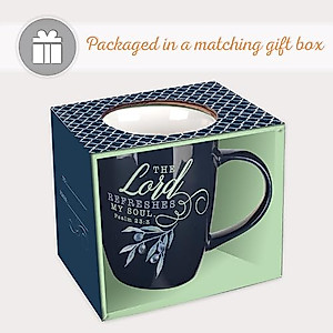 Christian Art Gifts Ceramic Coffee & Tea Mug 13 oz Microwave/Dishwasher Safe Scripture Mug for Women: The Lord Refreshes My Soul - Psalm 23:3 Inspirational Bible Verse with Olive Branch