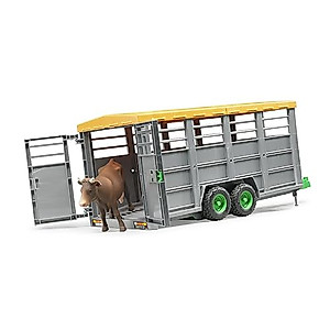 Bruder Livestock Trailer Vehicle with 1 Cow, Brown/Black, One Size