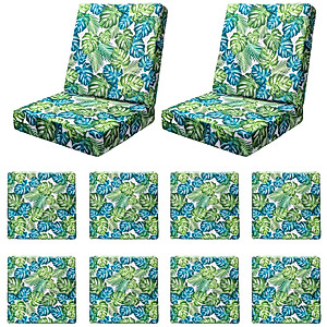 Batiyeer 8 Pcs Outdoor Cushion Slipcovers Patio Chair Cushion Covers Replacement Waterproof Square Outdoor Seat (20 x 20 x 4 Inch)