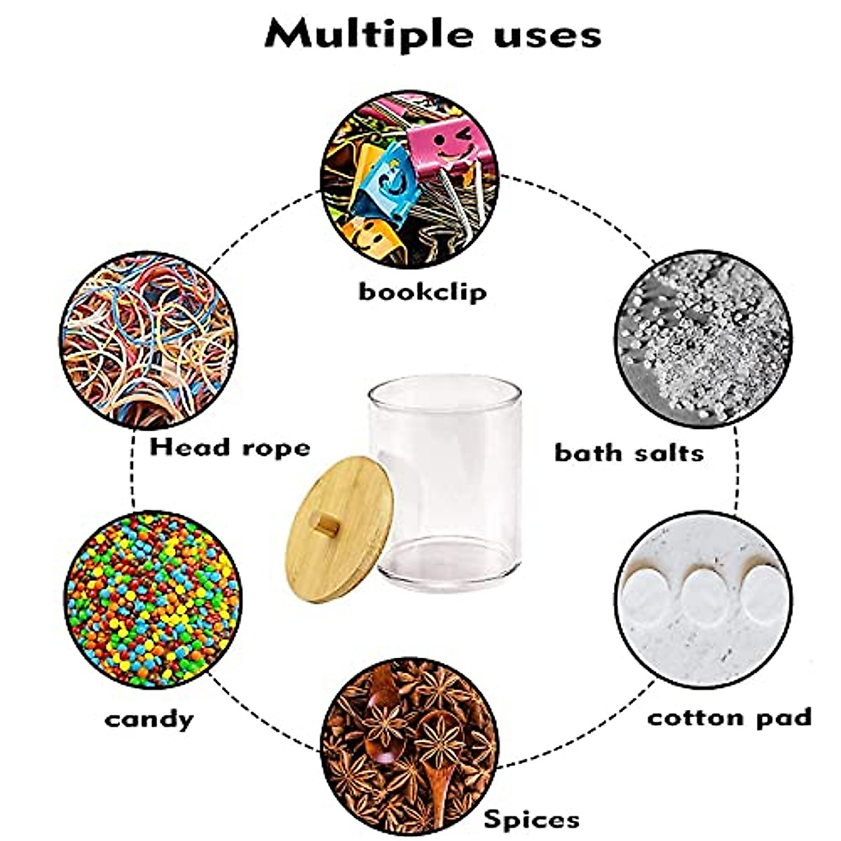 BAOFUFU 2 Pieces Acrylic Qtip Holder with Bamboo Lids, Clear Round Apothecary Jars Bathroom Organizer for Cotton Swab Ball Holds Bathroom Jars Dispenser Restroom Storage 15/20 Ounce