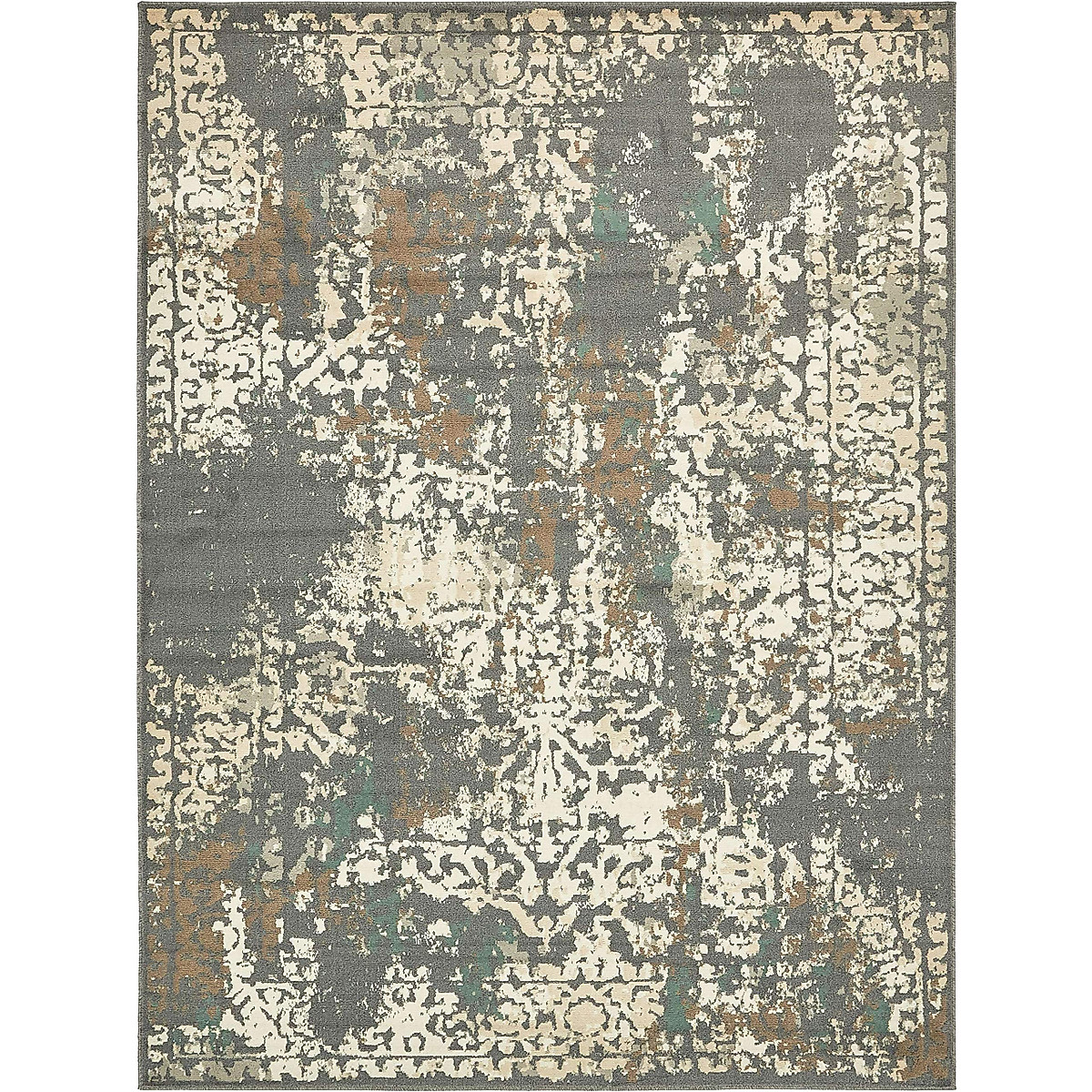 Unique Loom Tuareg Collection Vintage Distressed Traditional Area Rug (9' 0 x 12' 0 Rectangular, Gray/ Beige)