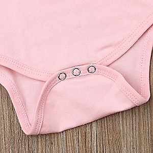 Multitrust Newborn Baby Girl Cotton Ruffled Short Sleeve Bodysuit Tops + Floral Shorts Baby Girl Clothes Set (A3 Pink, 12-18M)