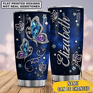 Wassmin Personalized Butterfly Stainless Steel Vacuum Insulated Tumbler With Lid - Custom Name 20 Oz 30 Oz Double Walled Insulated Coffee Cup for Gym Fitness Travel Office Use (Color 3)