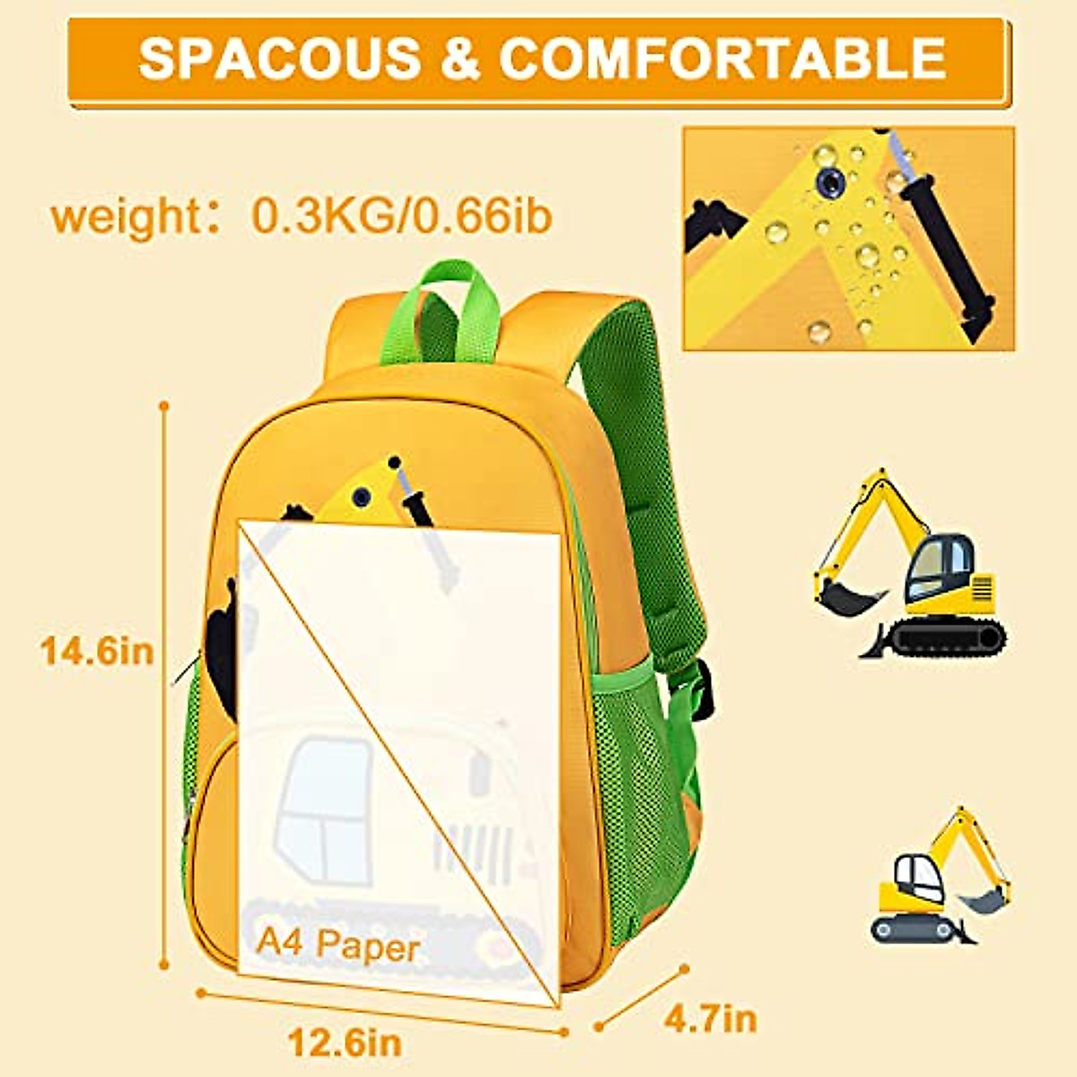 LOIDOU Toddler Backpack Boys 15 Inch Kids Preschool Kindergarten School Backpack Book Bag for Daycare Nursery Travel with Chest Strap，Fits 3 to 8 years old