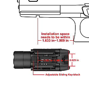 OLIGHT PL Turbo Weaponlight, 800-Lumen 515 Meters Long-Range Tactical Flashlight, 66,300 High Candela Compact Rail-Mounted light with Strobe Function and Rail Locating Keys, Fits Picatinny and GL Rail