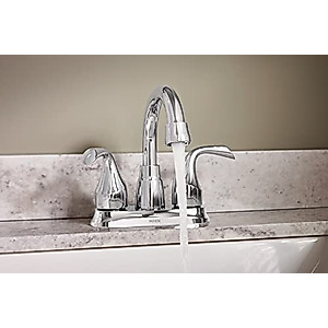 Moen Chrome Idora Two-Handle Centerset Bathroom Sink Faucet with Drain Assembly, Bathroom Faucets for 3-Hole Sinks, 84115