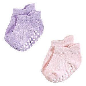 Hudson Baby Unisex Baby Non-Skid No-Show Socks, Multi Girl, 12-24 Months