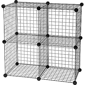 Only Garment Racks 4 Cube Mini Grid Unit with Back- Black