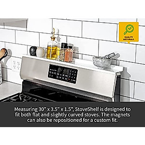 StoveShelf 30" Length White Magnetic Shelf for Kitchen Stove - Kitchen Storage Solution with Zero Installation - Over Stove Spice Rack Organizer