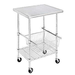 AmazonCommercial Heavy-Duty Stainless Steel Top Work Table, NSF Certified, 24" W x 20" D x 36" H