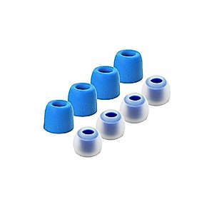 8pcs (BLMF-CLBL)- Medium (M) Premium Memory Foam and Silicone Replacement Eartips Earbuds Compatible with Jaybird X4, X3, Freedom F5 and Jaybird RUN In Ear Earphones Headphones