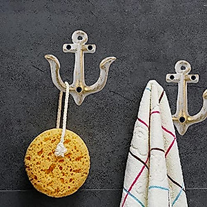 HZFLY Vintage Nautical Anchor Hook, Rustic and Chic Wall Mounted Coat Rack, Kitchen Hook, Bathroom Towel Rack (White)